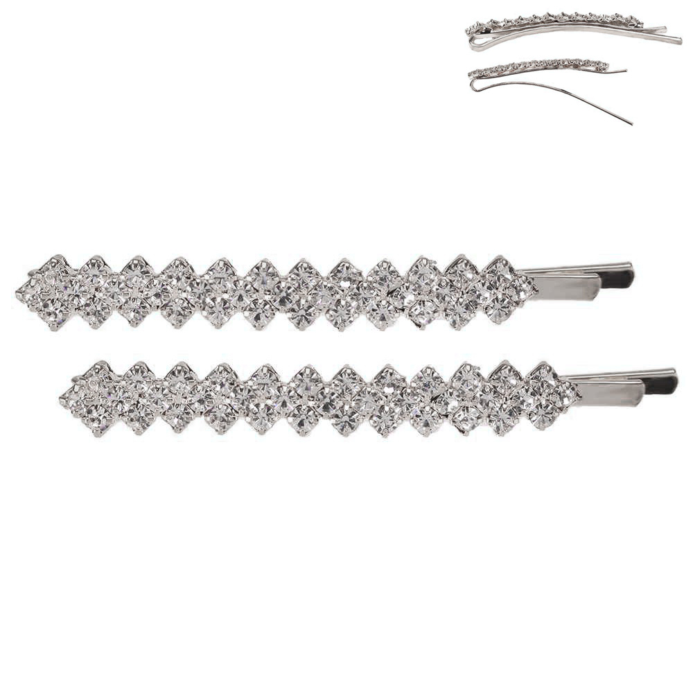 HBY8706 S ZIG ZAG RHINESTONE HAIR PINS - Comb & Pins