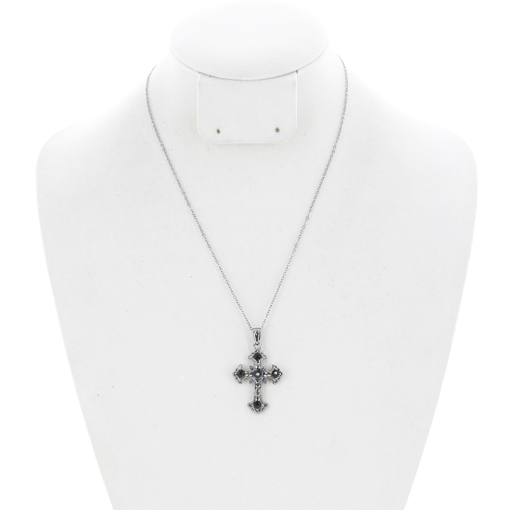 N5117 JTBN Religious Small Stone Cross Pendant Necklace
