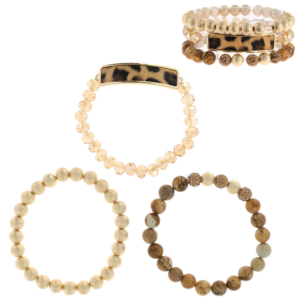 B7202 GLNAT 3-PIECE SET-SAFARI LEOPARD PRINT ASSORTED ACRYLIC BOHEMIAN ...