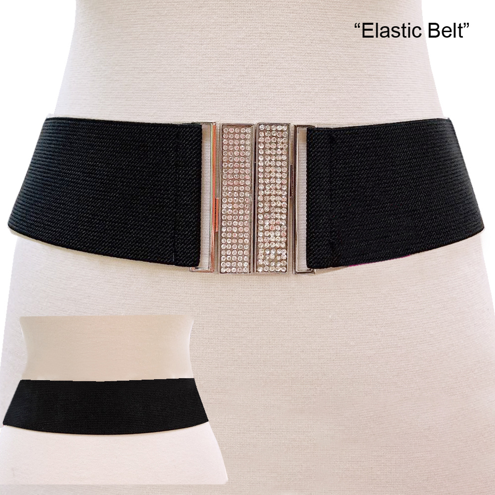 B9960 BK STRETCH BELT W/ RHINESTONES - Belts