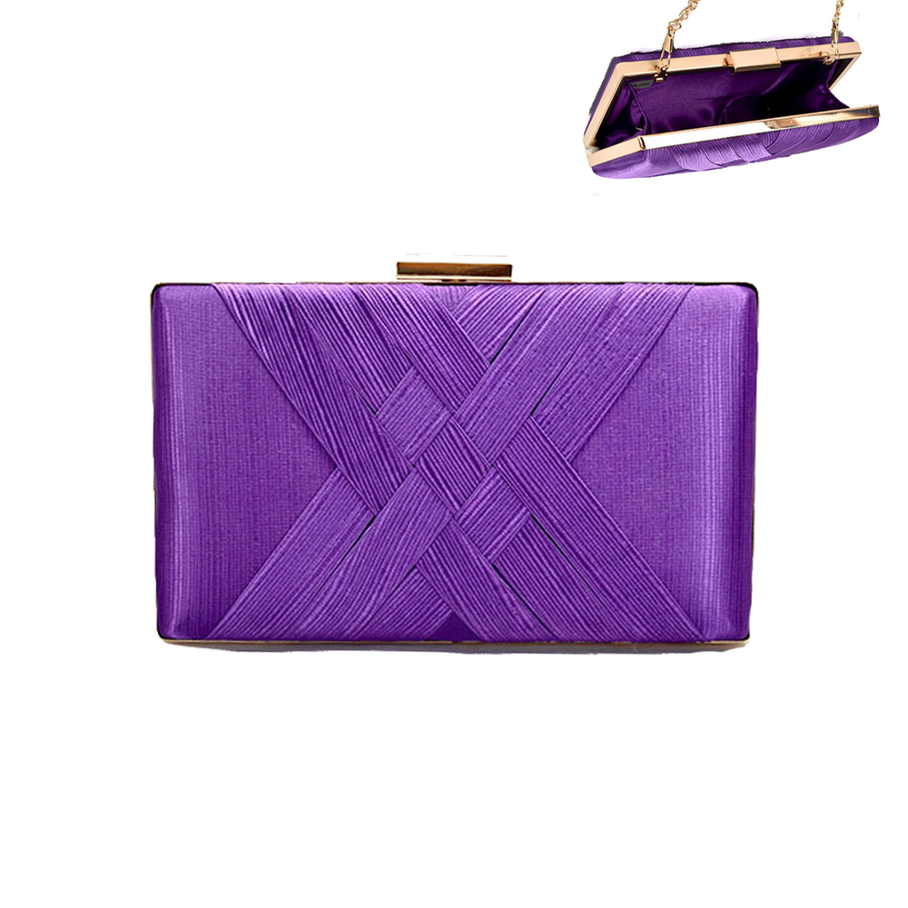 BAG10614 RD BRAIDED WOVEN CURTAIN EVENING BAG - Purses