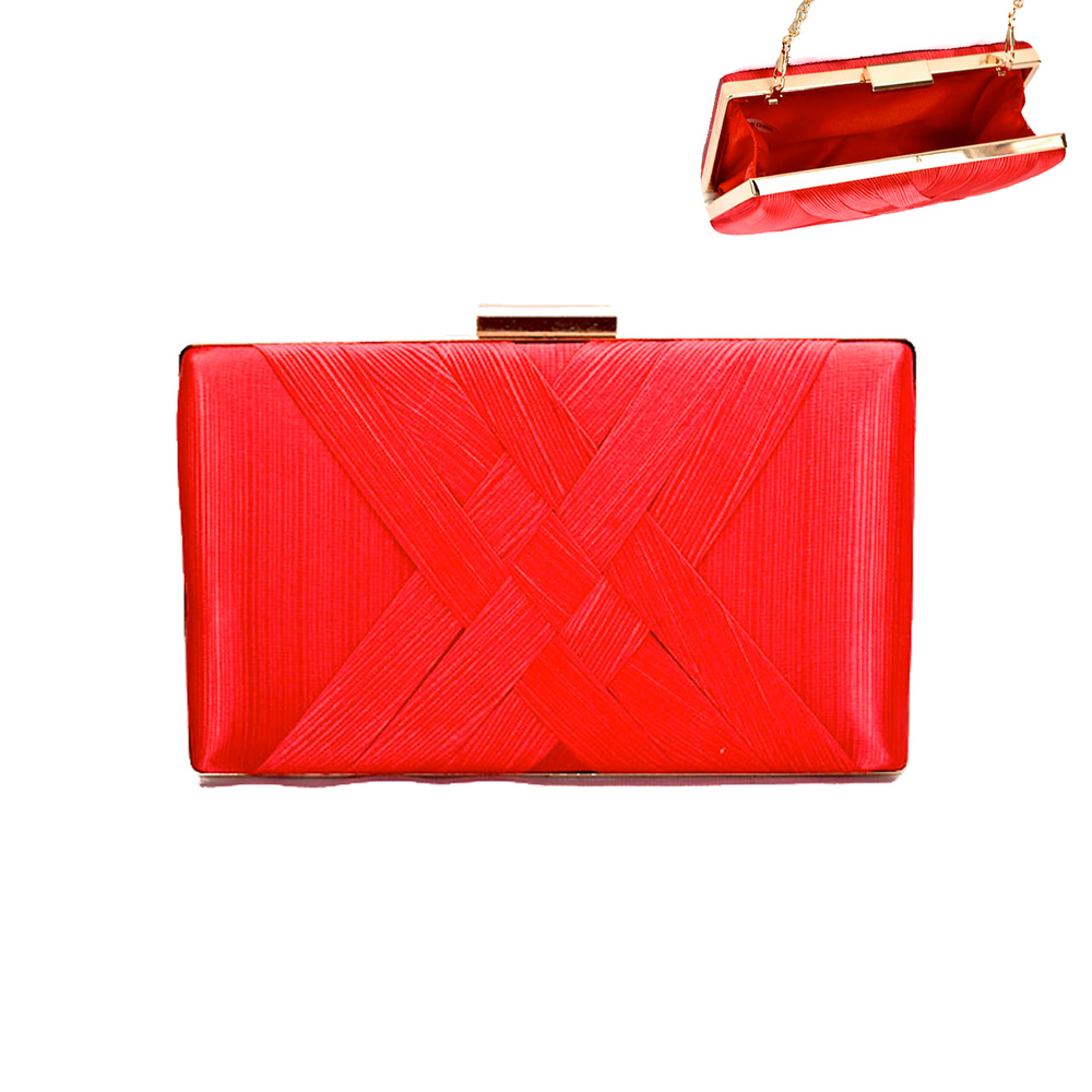 BAG10614 RD BRAIDED WOVEN CURTAIN EVENING BAG - Purses