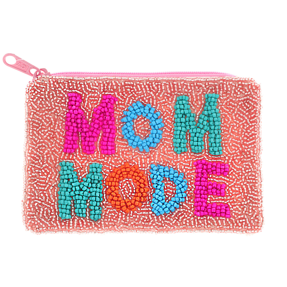 BAG11462 PK MOM MODE MULTICOLOR SEED BEAD HANDMADE BEADED ZIPPER MOTHER ...