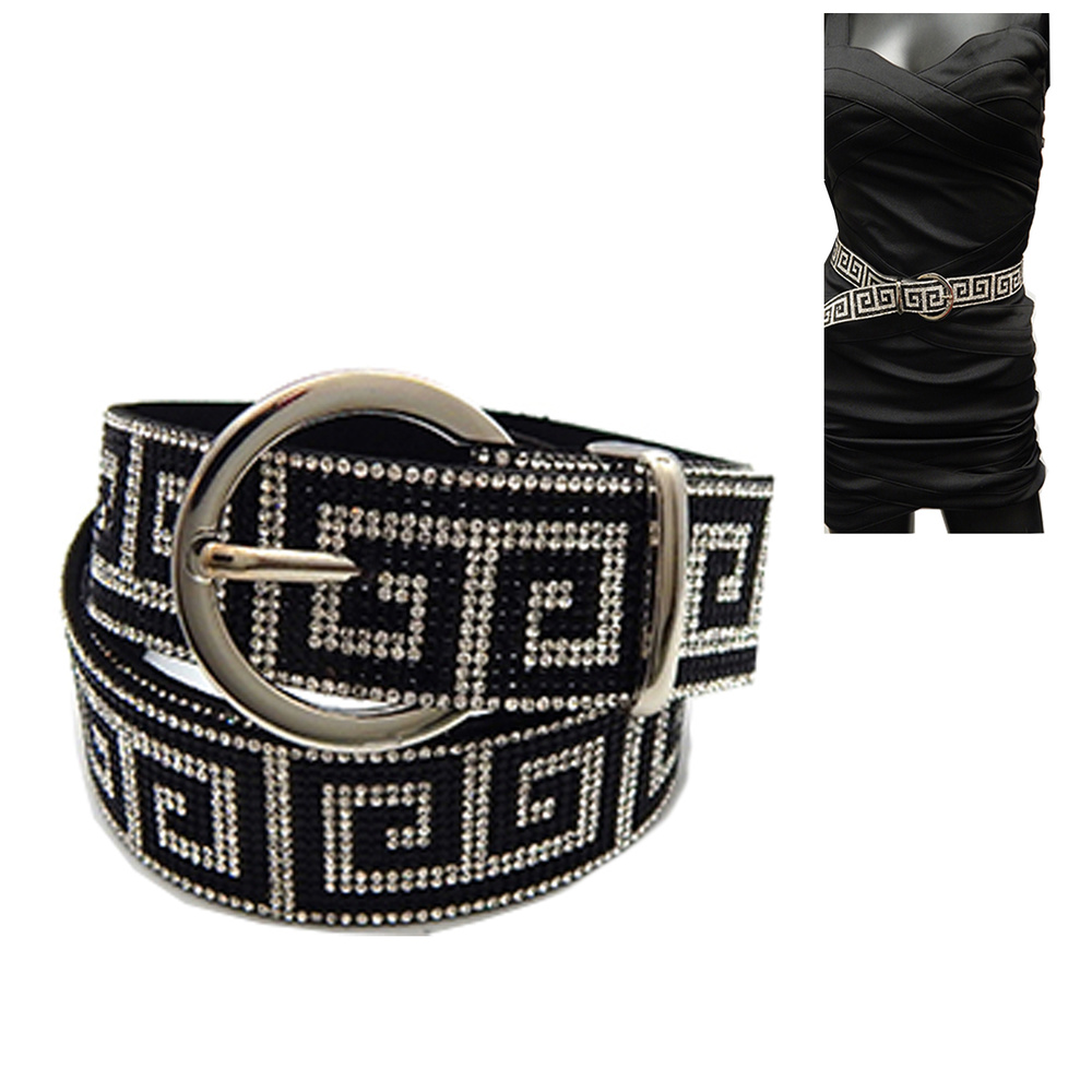 BT6617 RDGRK LUXURY DESIGNER INSPIRED RHINESTONE BELT IN VEGAN LEATHER ...