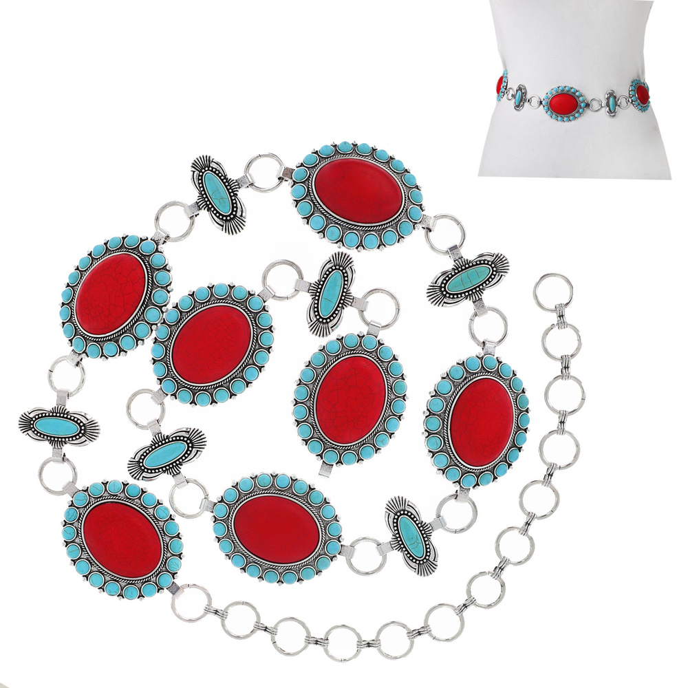 BT8381 SBTQ-SM WESTERN CONCHO FASHION STONE-SM - Belts