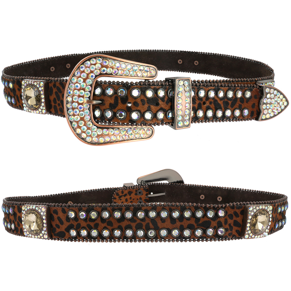 BT9884 LEO LEOPARDE -WESTERN COWGIRL ANIMAL PRINT RHINESTONE STUDDED ...