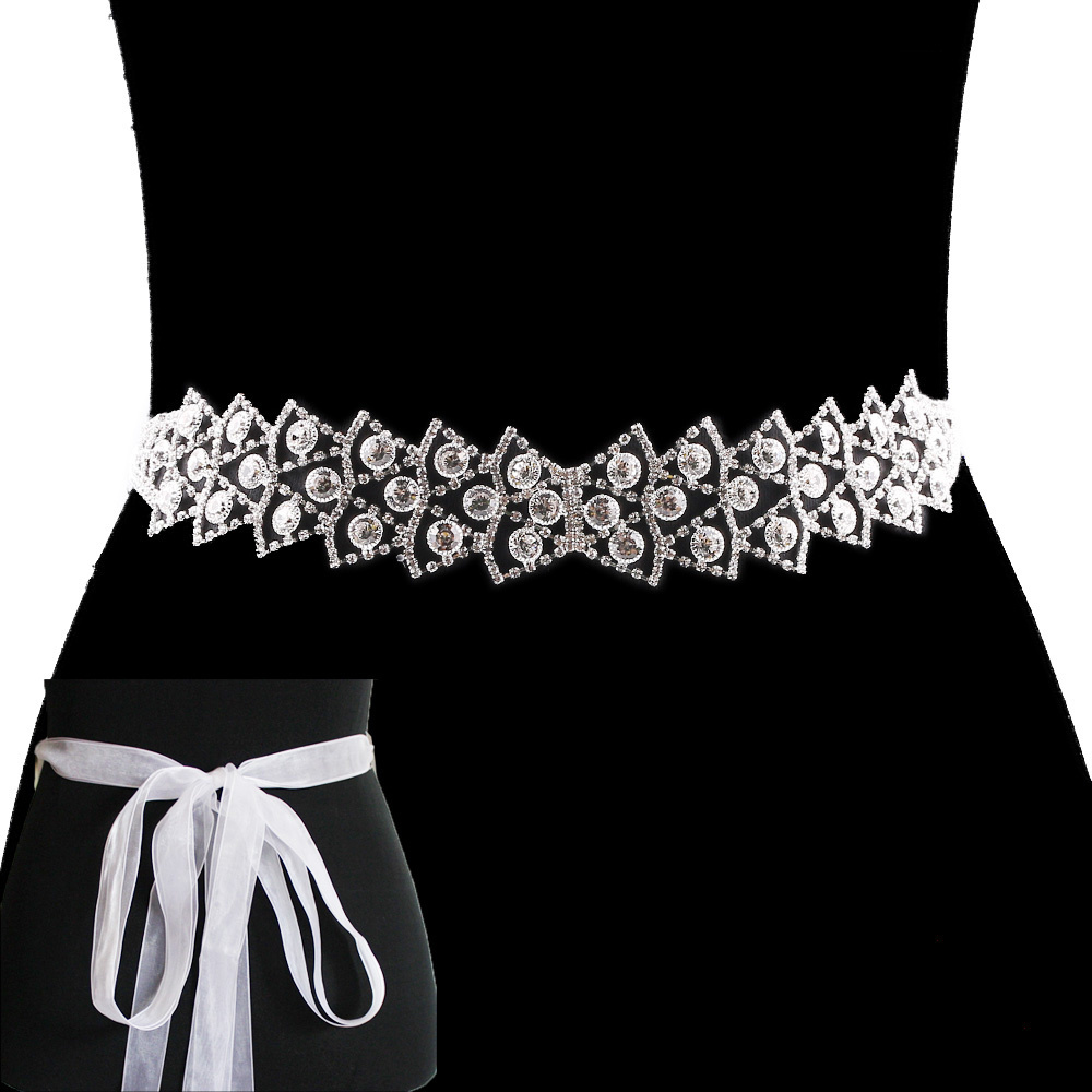 BTH2422 S BOW PATTERN STONE RIBBON BELT - Belts