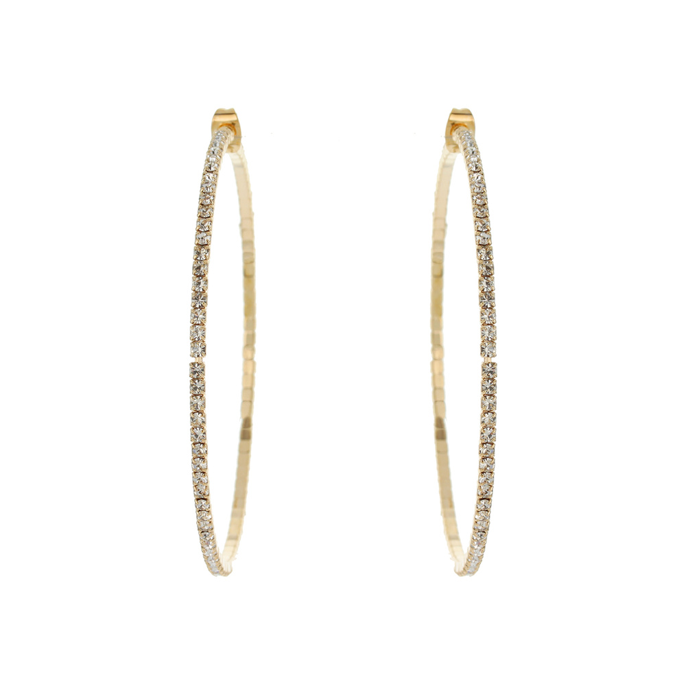 E0935 GDCLR 60MM RHINESTONE HOOP EARRING