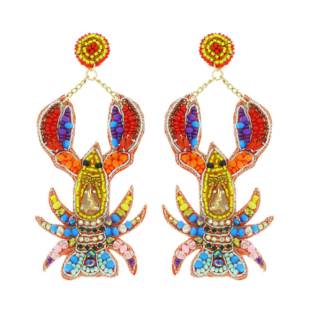 E10024 MT JEWELED CRAWFISH SEED BEAD HANDMADE BEADED EMBROIDERY DANGLE ...