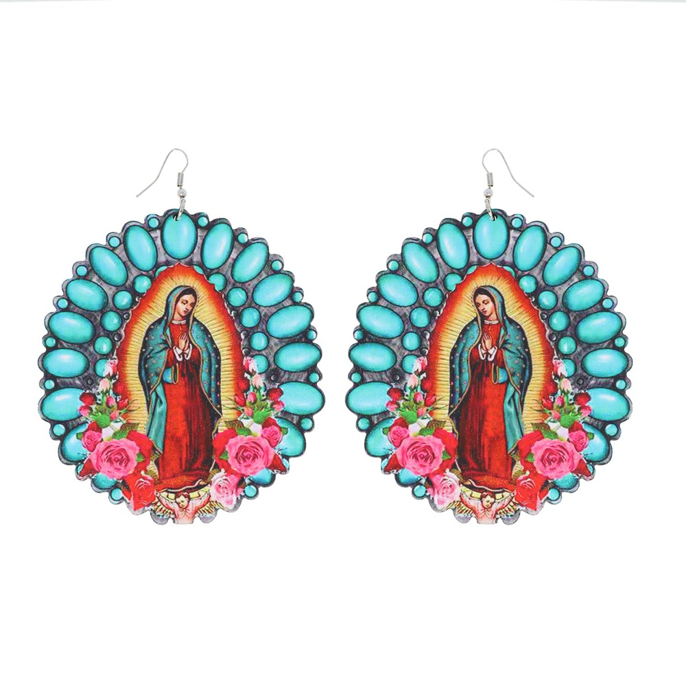 E11981 MUL WESTERN LADY GUADALUPE GRAPHIC DANGLE AND DROP HOOK WOOD ...