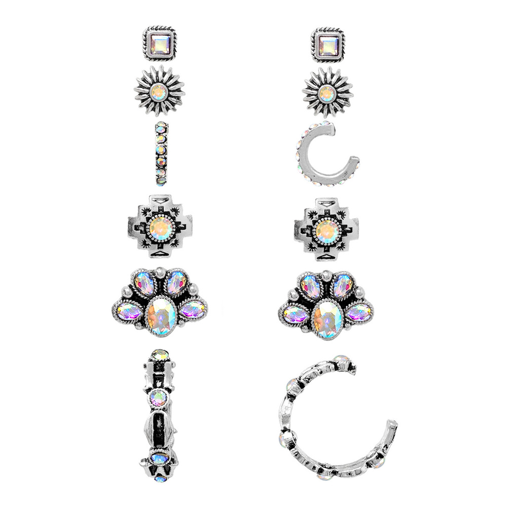 E16384 SBAB 6-PAIR WESTERN THEME ASSORTED EARRING SET - Fashion