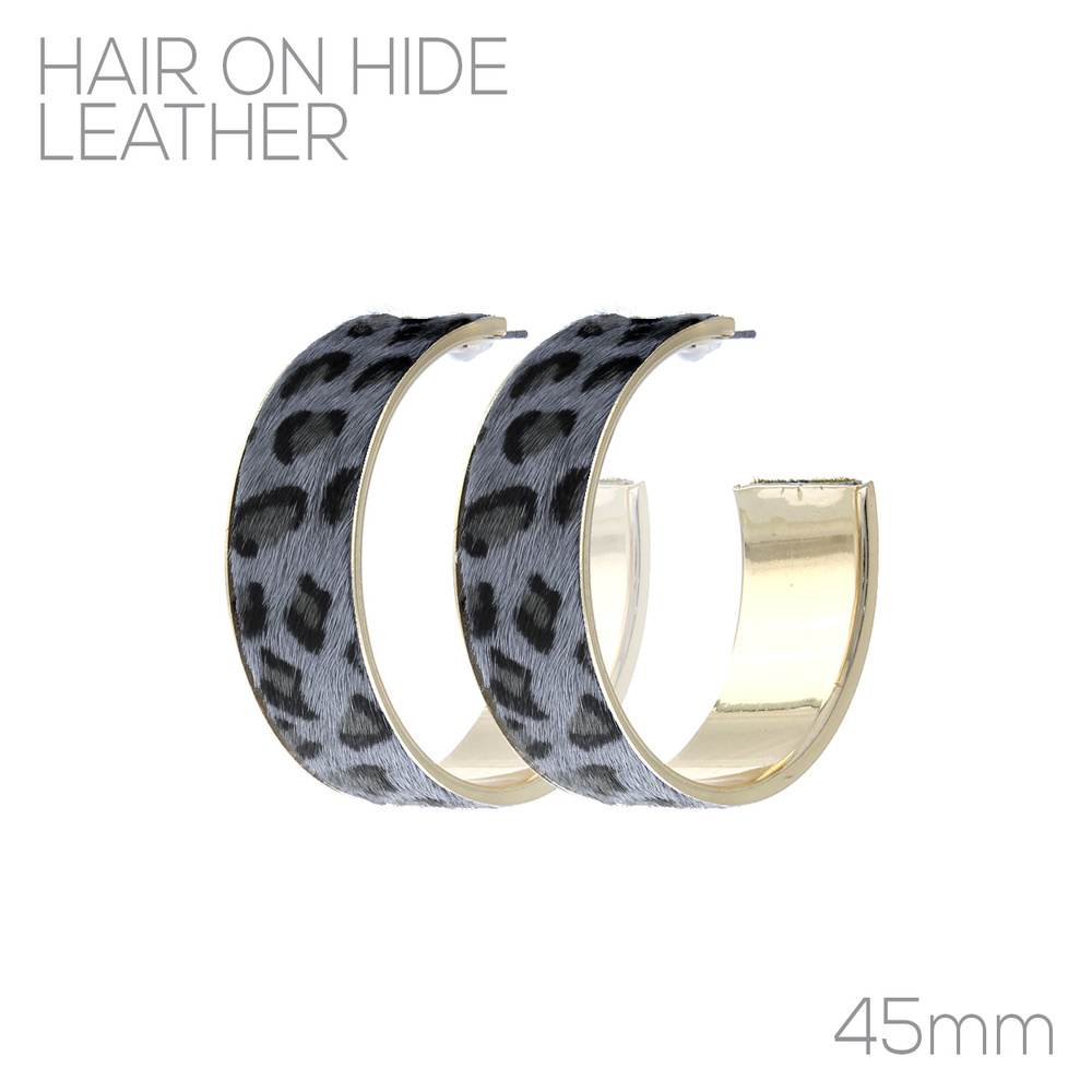 E517845 BDG 45MM LEOPARD PRINGT HOOP ER - Fashion
