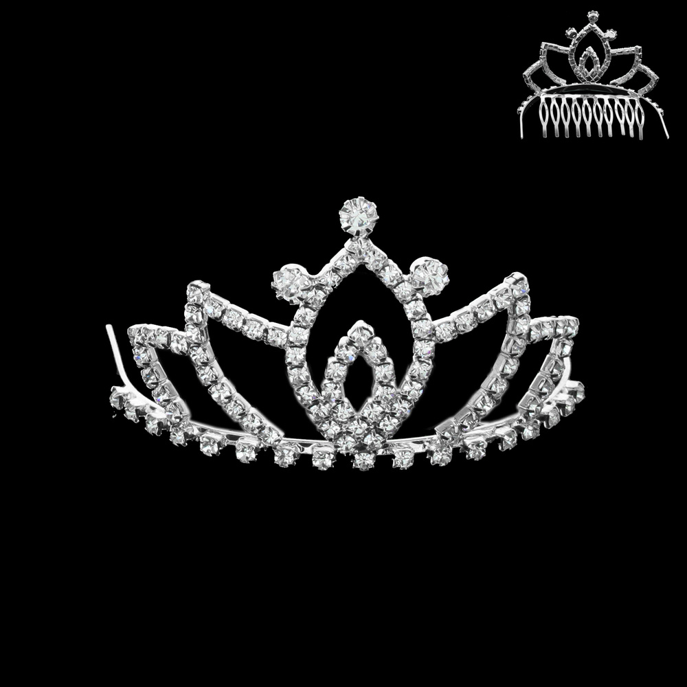 HCW117 S SMALL RHINESTONE COMB TIARA - Mini Comb Tiara