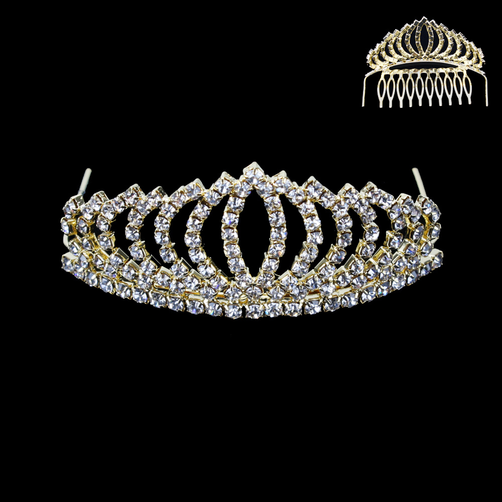 HCY5056 GCL Small Rhinestone Front Comb Tiara Hcy5056Gcl - Mini Comb Tiara