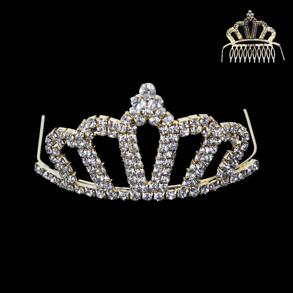 HCY5057 GCL Small Rhinestone Front Comb Tiara Hcy5057Gcl - Mini Comb Tiara