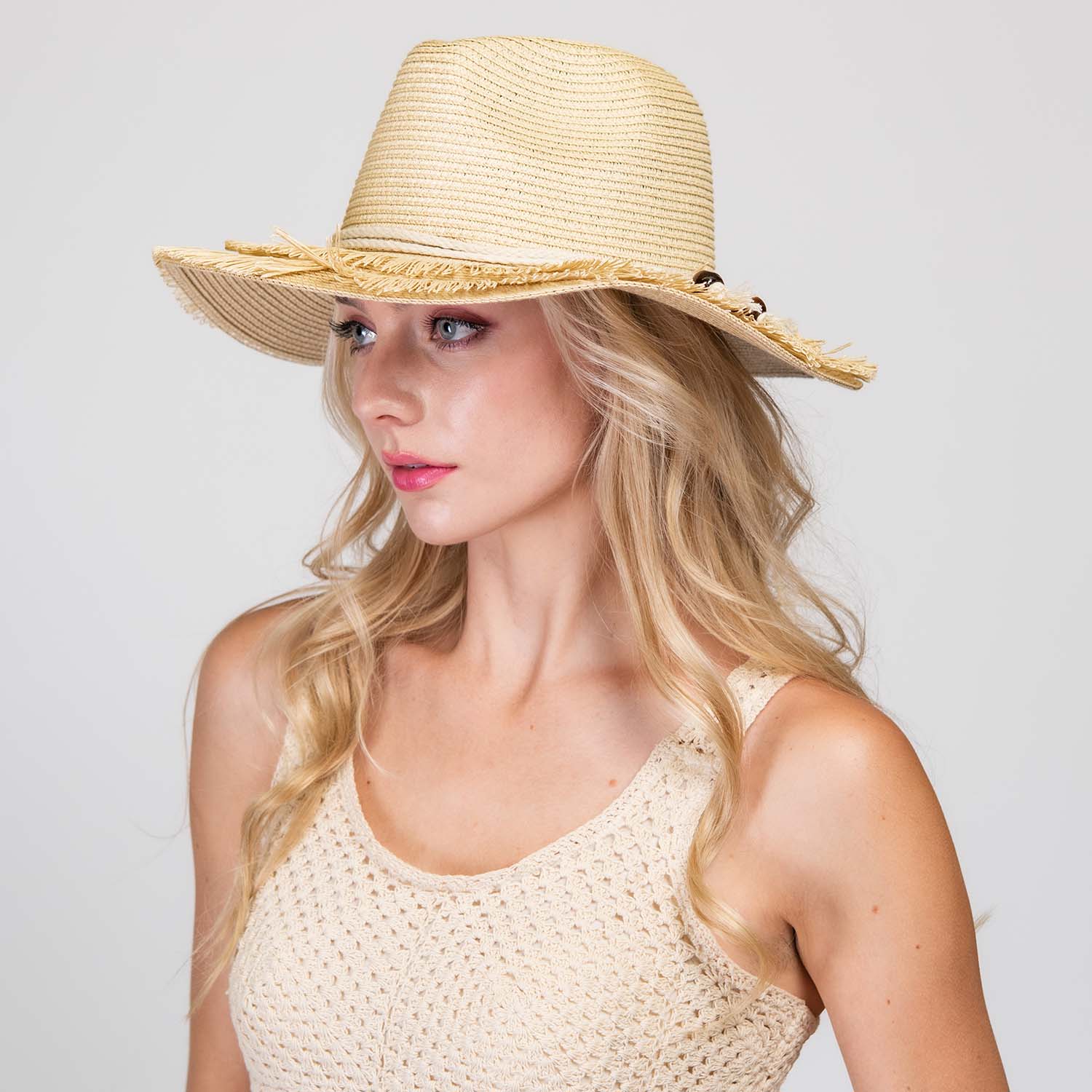 HTP2892 IV WESTERN WIDE BRIM FRINGE WOVEN COWBOY HAT - April - New Arrivals