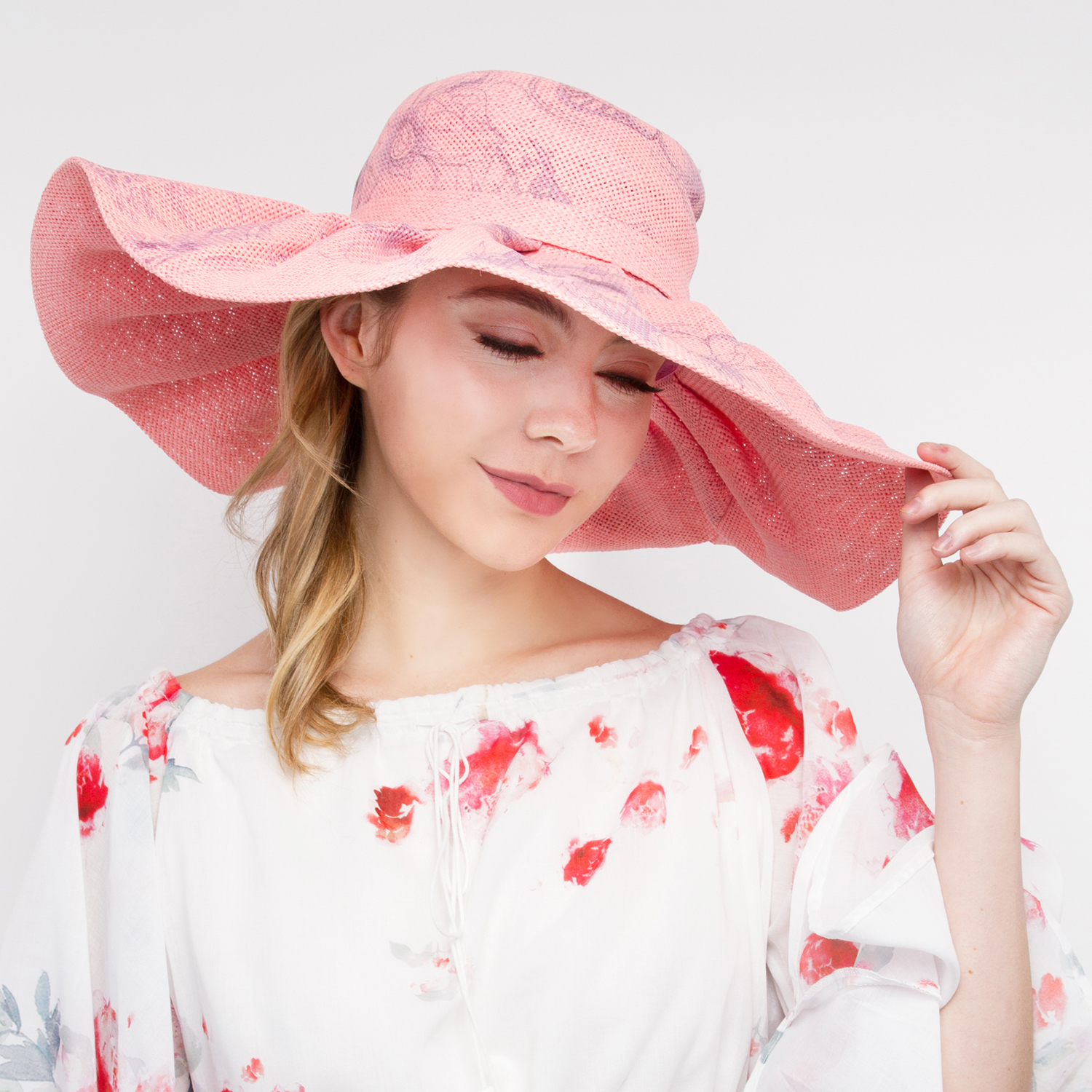 HTP827 PK FLOPPY J LO HAT WITH FLORAL PRINT - Casual - Summer