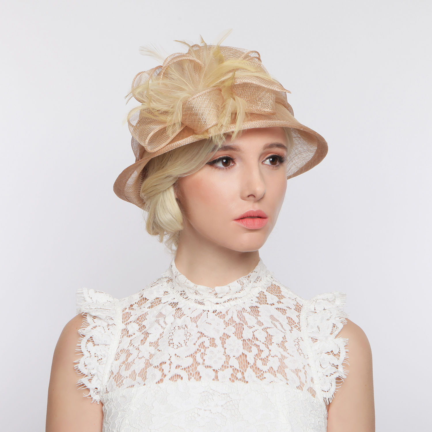 HTS2185 PU SMALL BRIM LOOP SINAMAY TEA HAT - Dressy - Sinamay