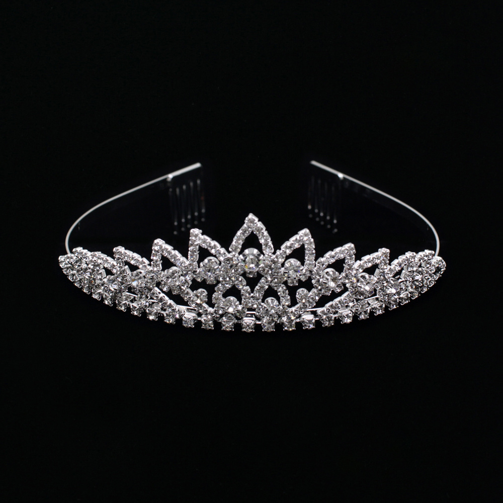 HTW009 S SILVER RHINESTONE TIARA - Tiara Crown