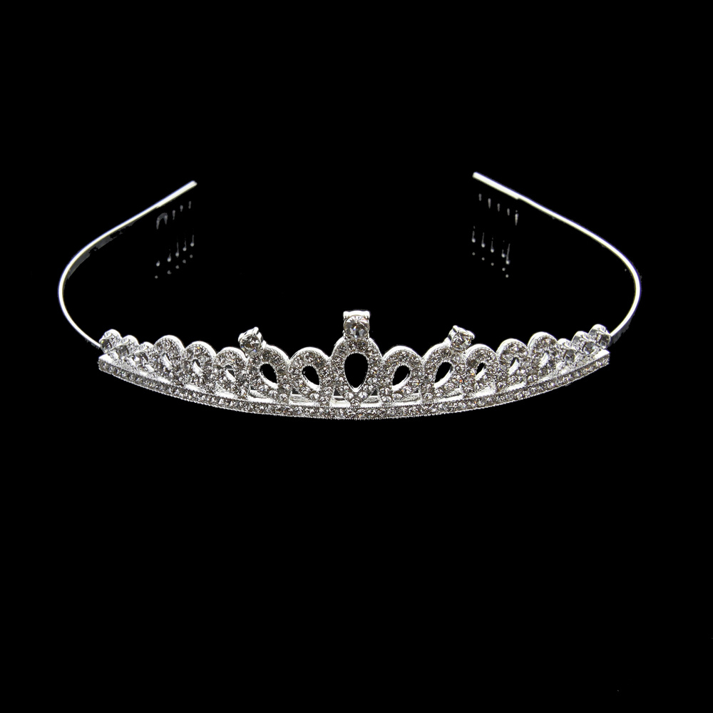 HTW029 S SMALL LOOP RHINESTONE CROWN - Tiara Crown