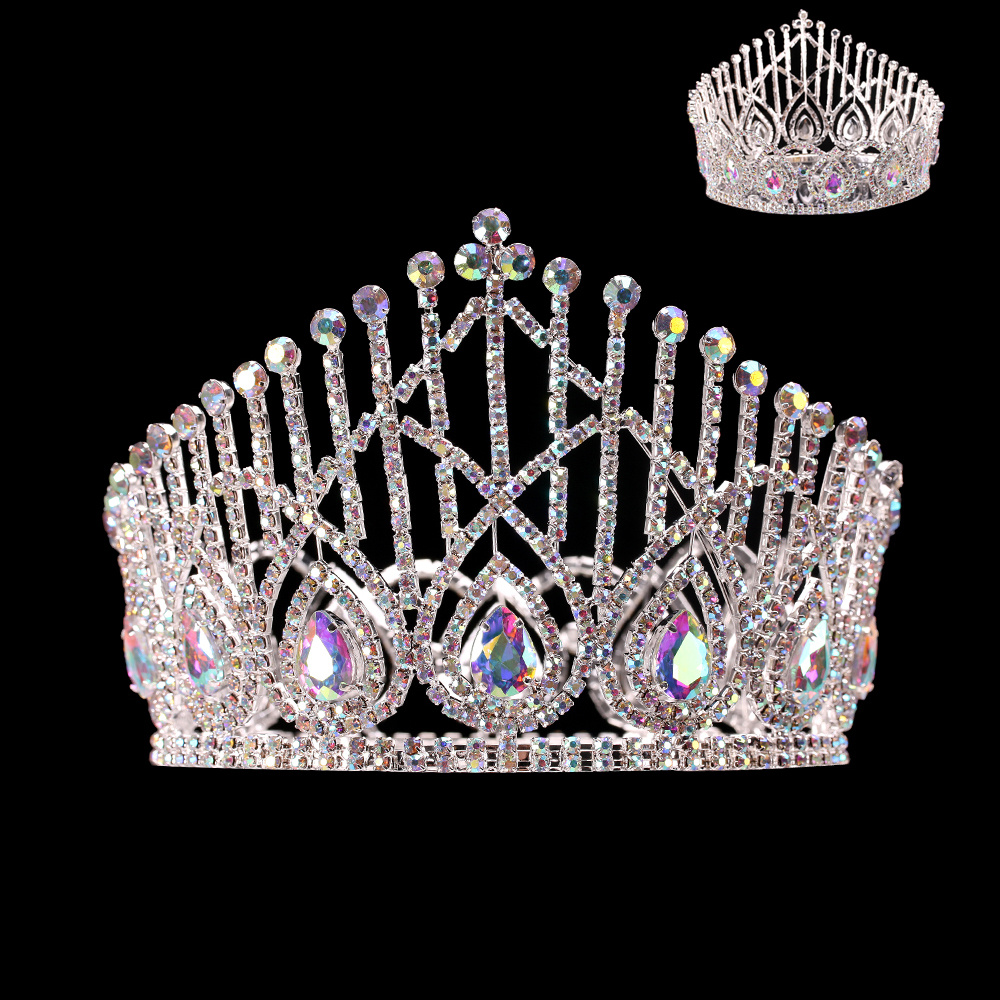 HTY8037 SAB RHINESTONE CROWN W/LARGE STONE - Extra Large