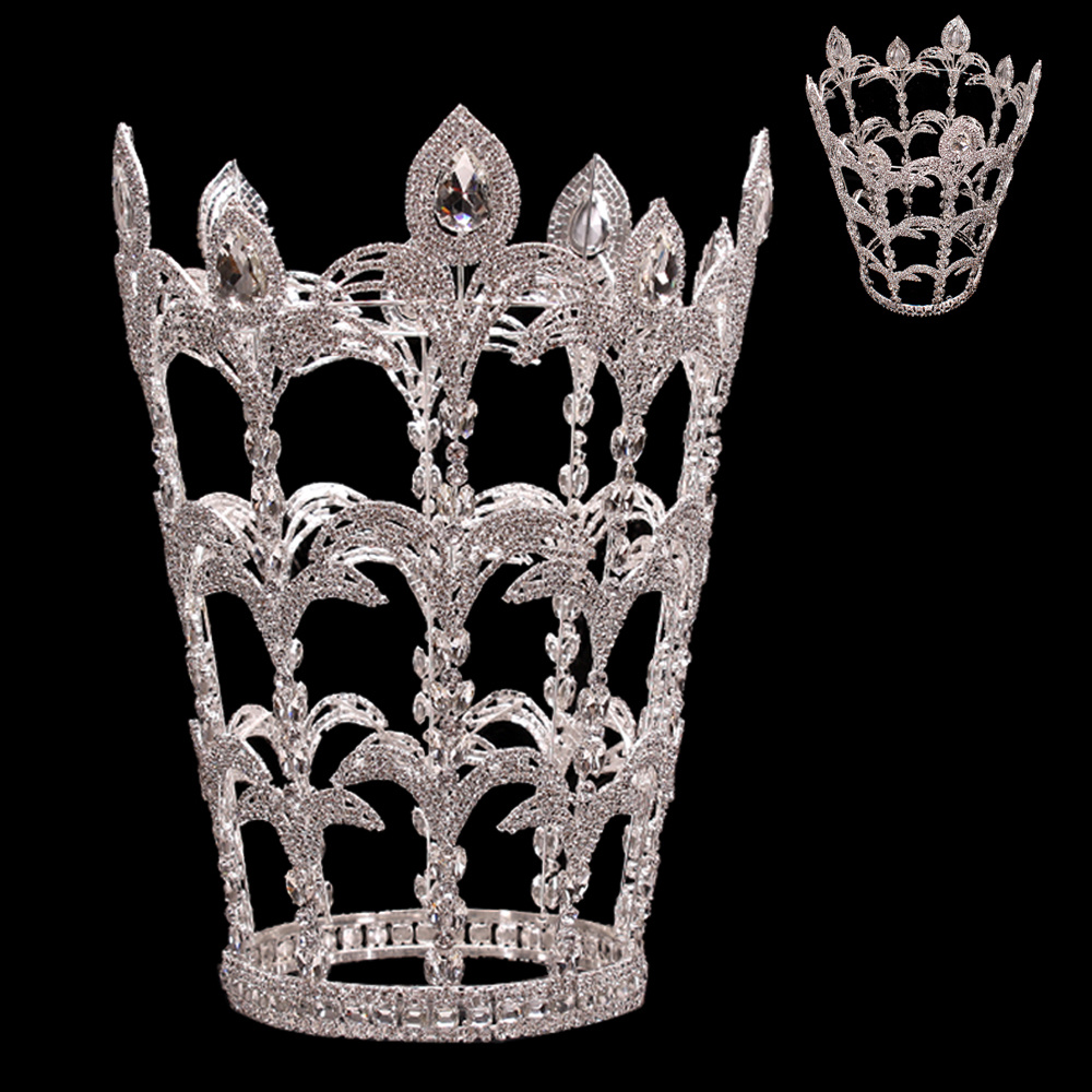 HTY8038 S RHINESTONE TALL CROWN W/3 TIER - Extra Large