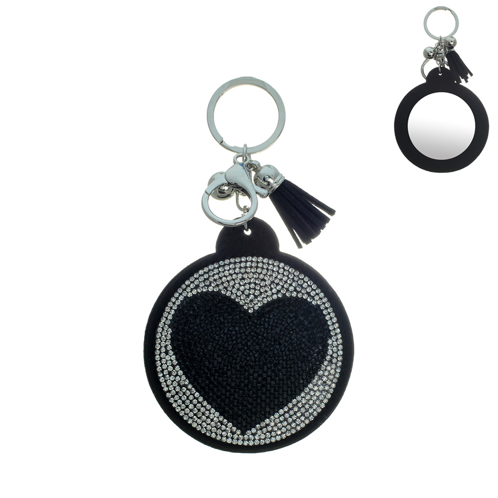 K0778 VJTS RHINESTONE HEART MIRROR KEYCHAIN - Keychains