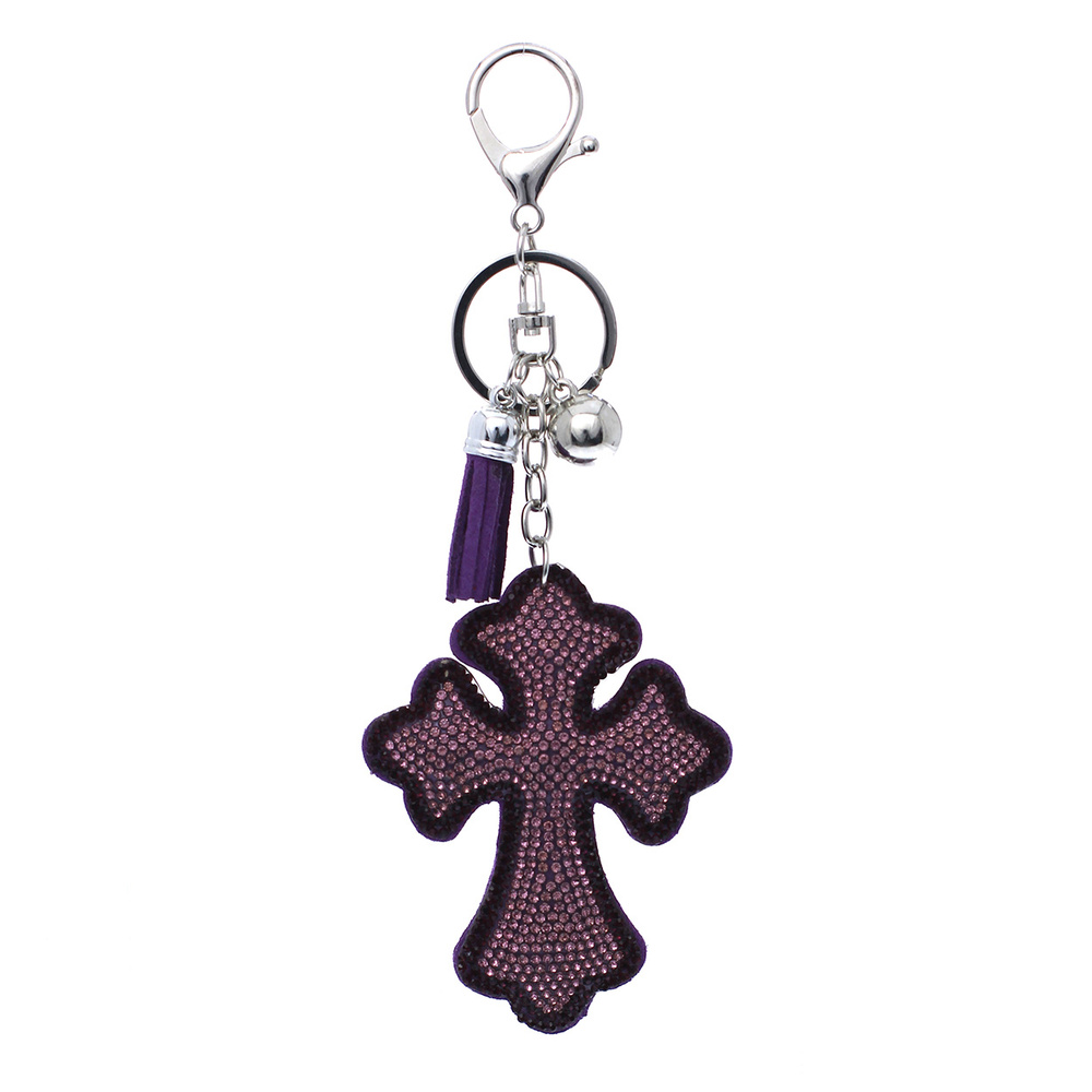 K1420 LAMS STONED CROSS KEY CHAIN - Keychains