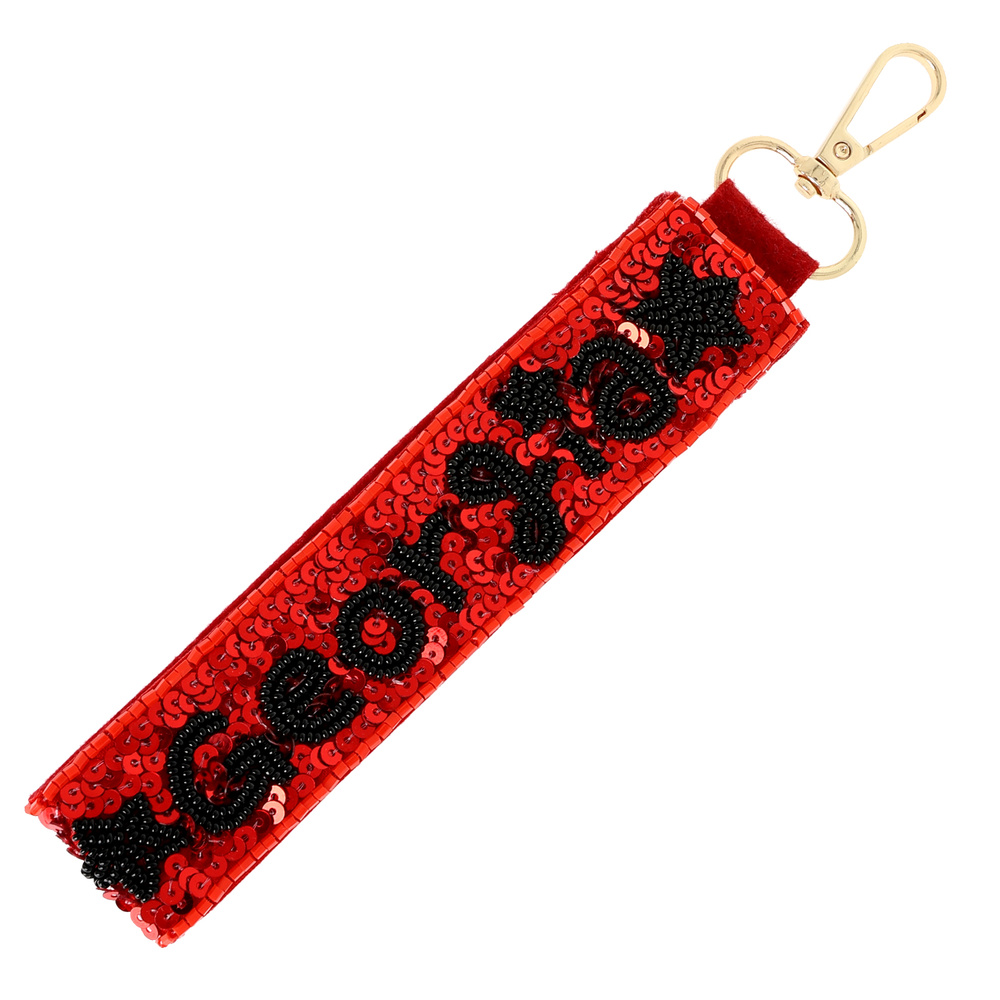 K14502 RDBK COLLEGE STATE SEED BEADED SEQUINS KEYCHAIN - Keychains