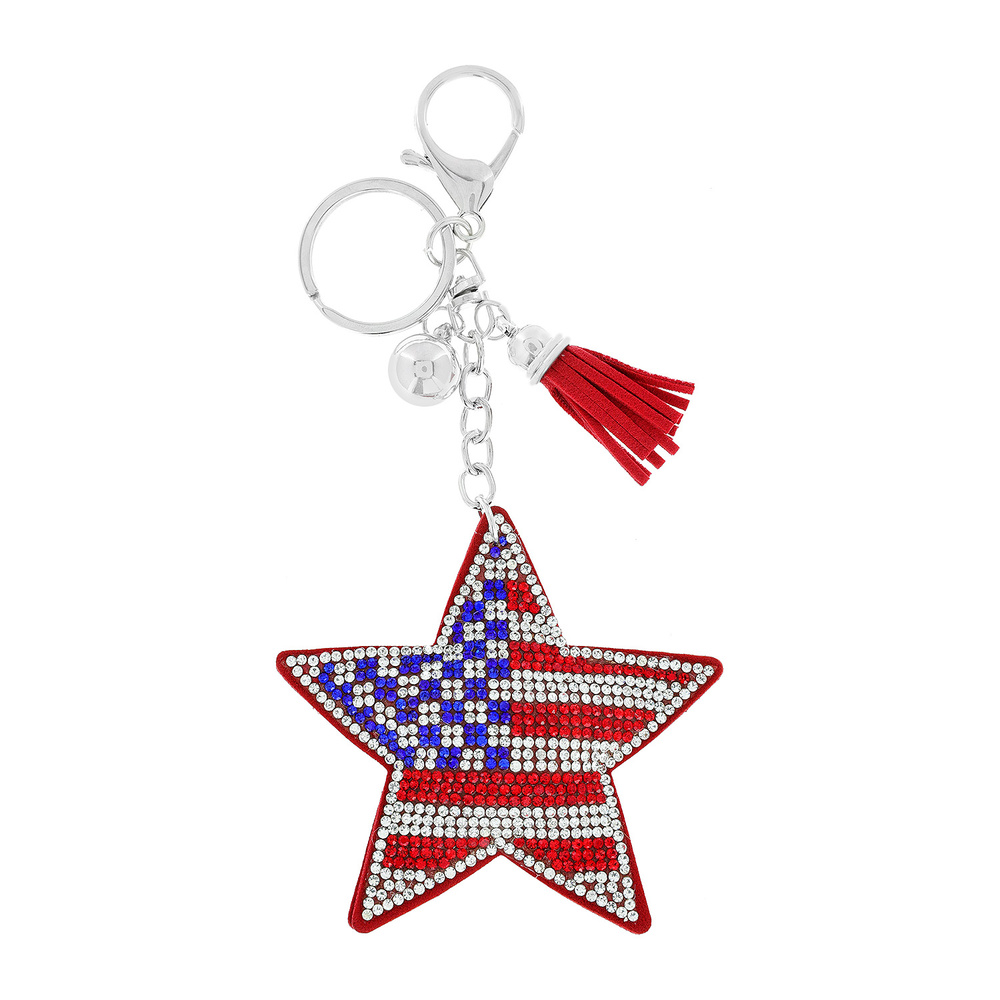 K4829 LSIS USA FLAG STAR KEYCHAIN - Keychains