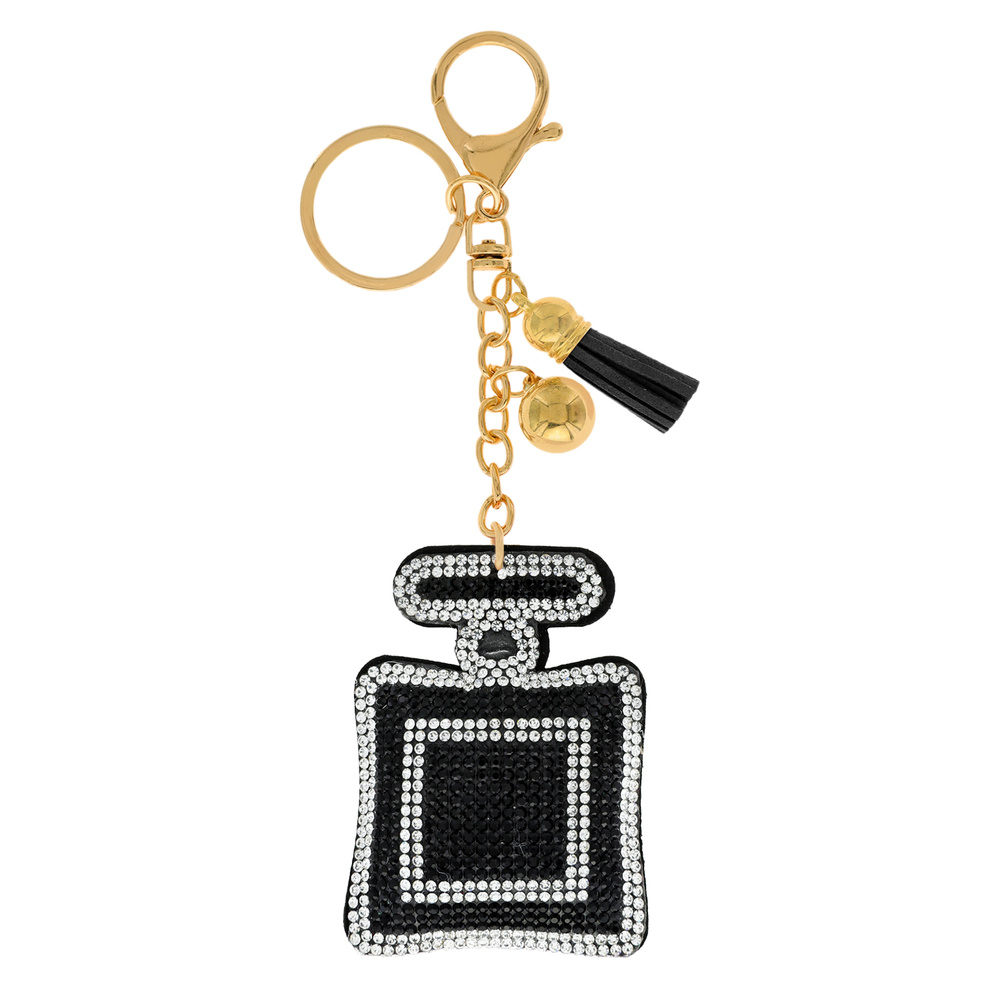 KCY11227 PERFUME BOTTLE RHINESTONE KEYCHAIN WITH TASSEL - Keychains
