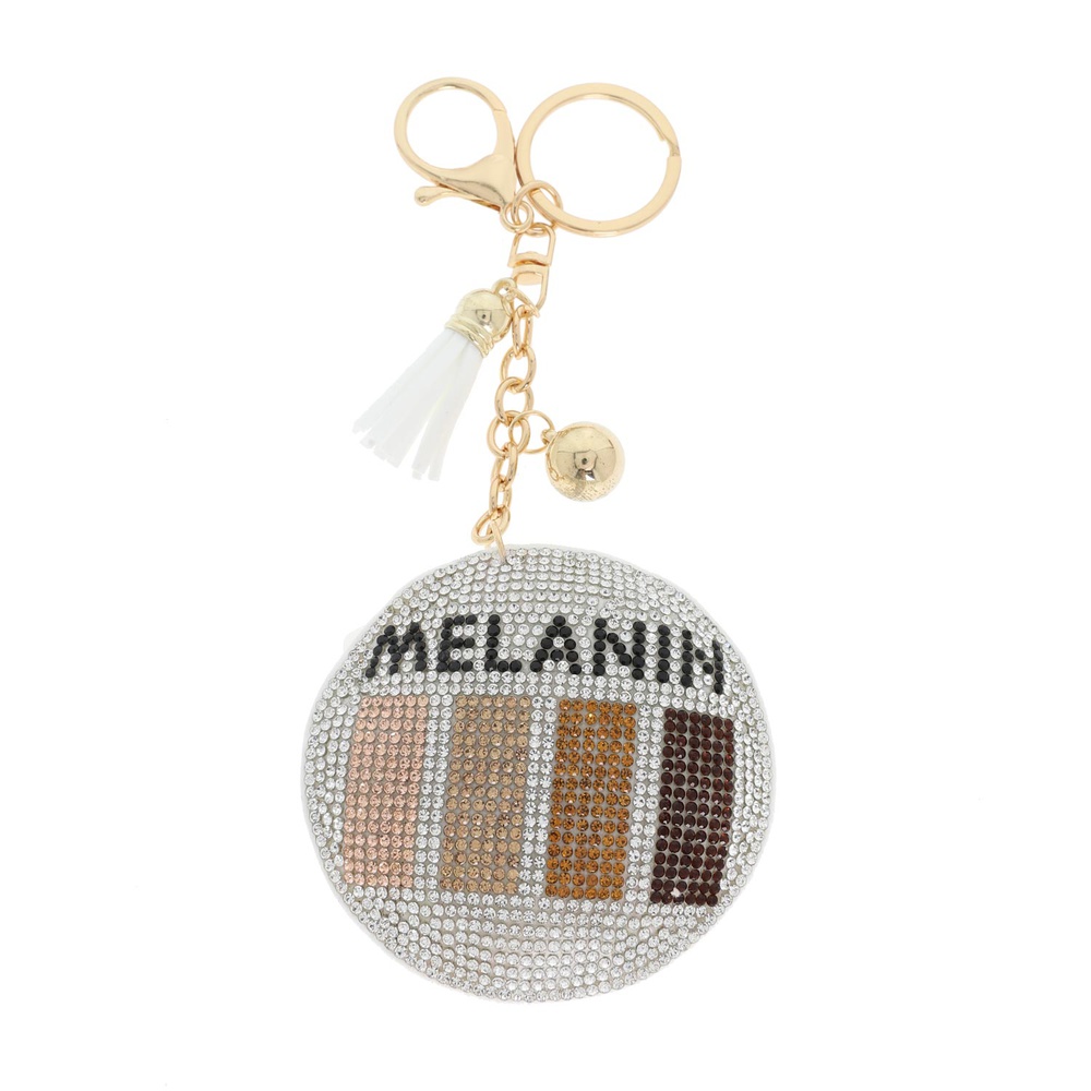 KCY13159 WHT ALL SHADES SLAY FRINGE JINGLE RHINESTONE KEYCHAIN - Keychains