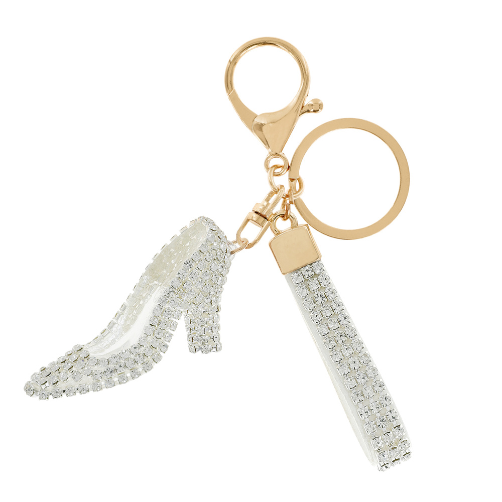 KCY1338 RD HIGH HEEL RHINESTONE KEYCHAIN WITH KEY RING AND STRAP ...