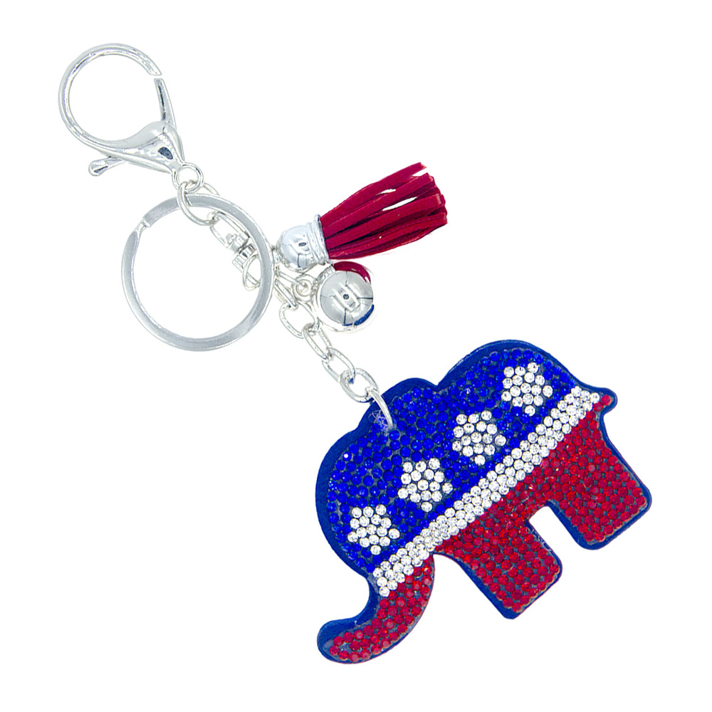 KCY15082 LSAR PATRIOTIC AMERICAN FLAG ELEPHANT KEYCHAIN - Keychains