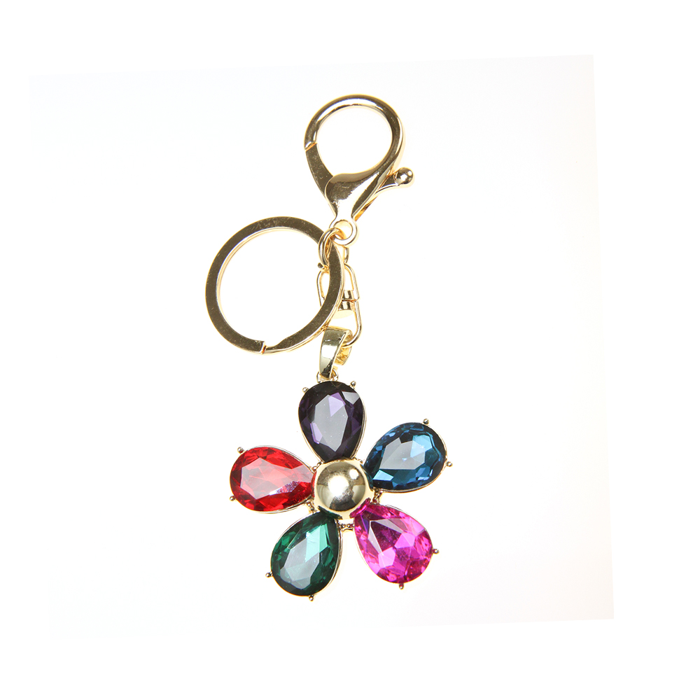 KCY785 MU RHINESTONE FLOWER KEYCHAIN - Keychains