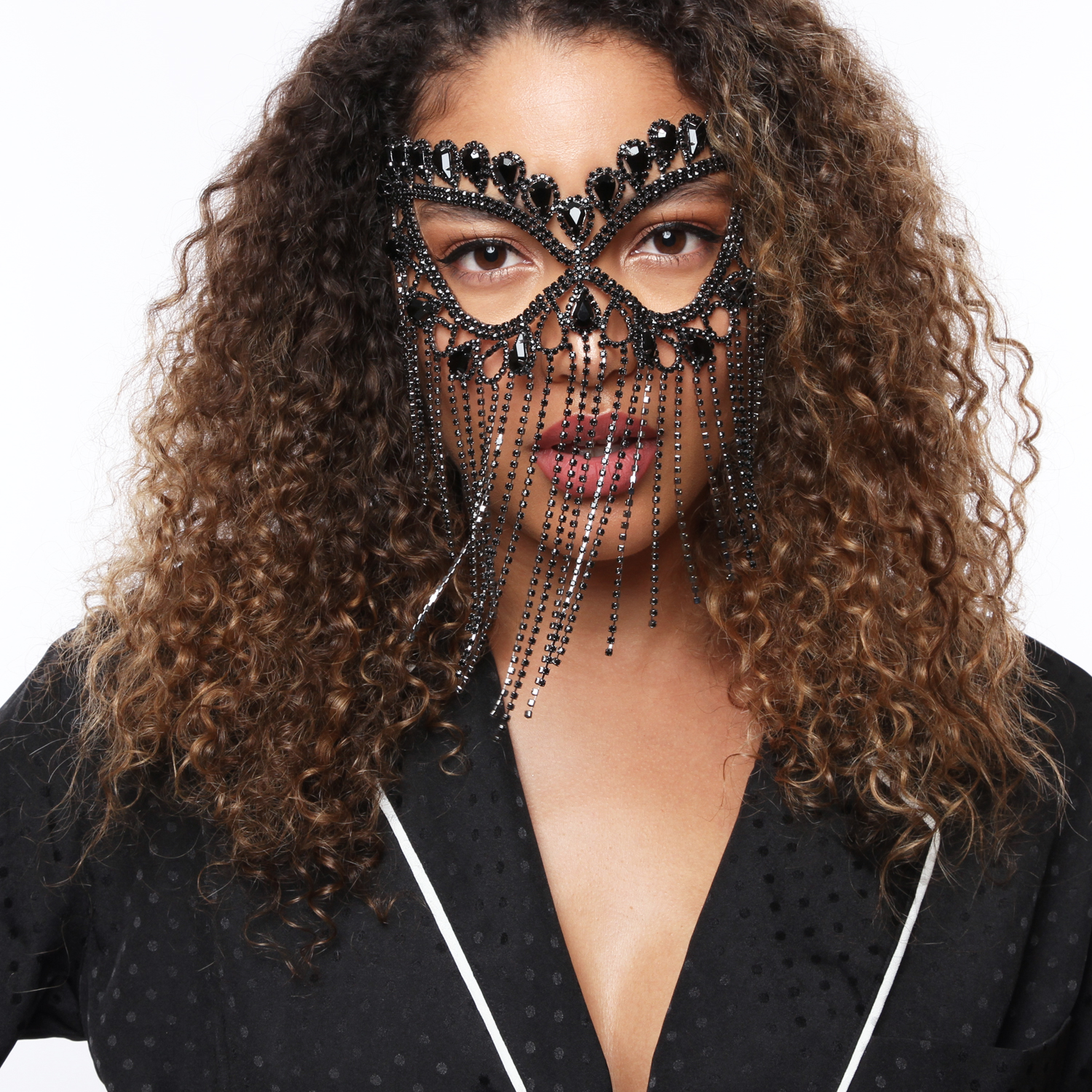 MASK2246 BJT BOLD CAT EYE FRINGE MASK - Masquerade Masks