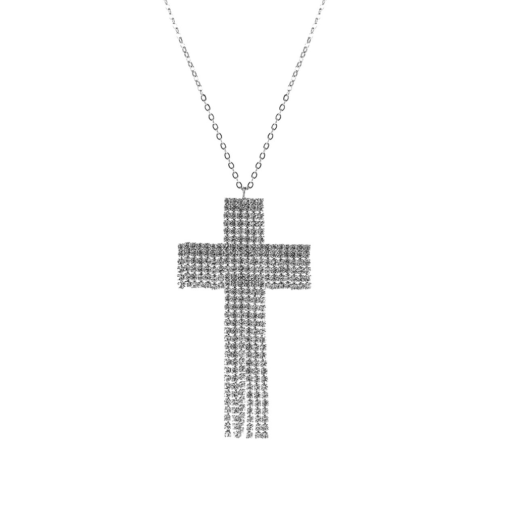 N2709 CRBN RHINESTONE CROSS NECKLACE - Religious