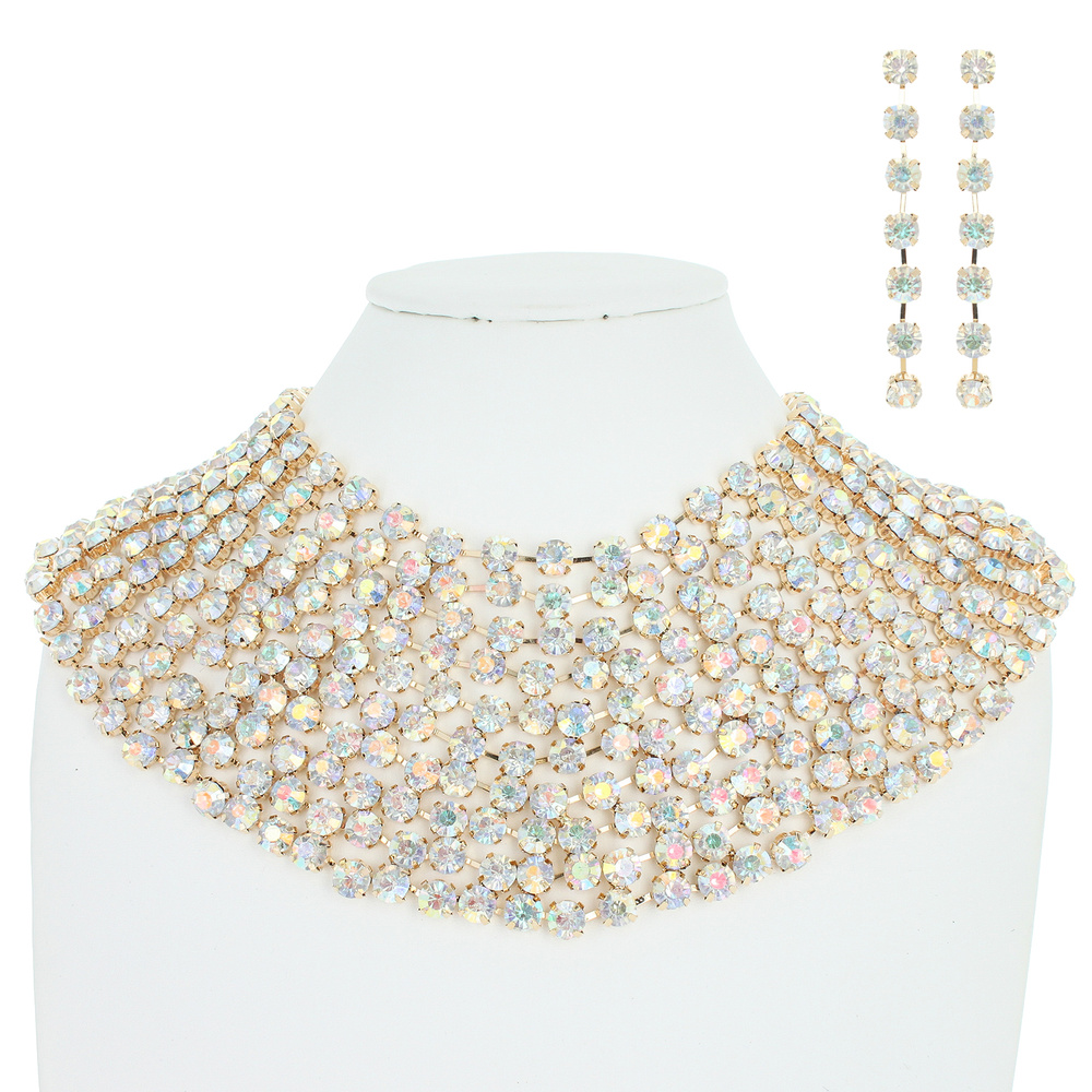 N4020 GDAB RHINESTONE COLLAR NECKLACE SET