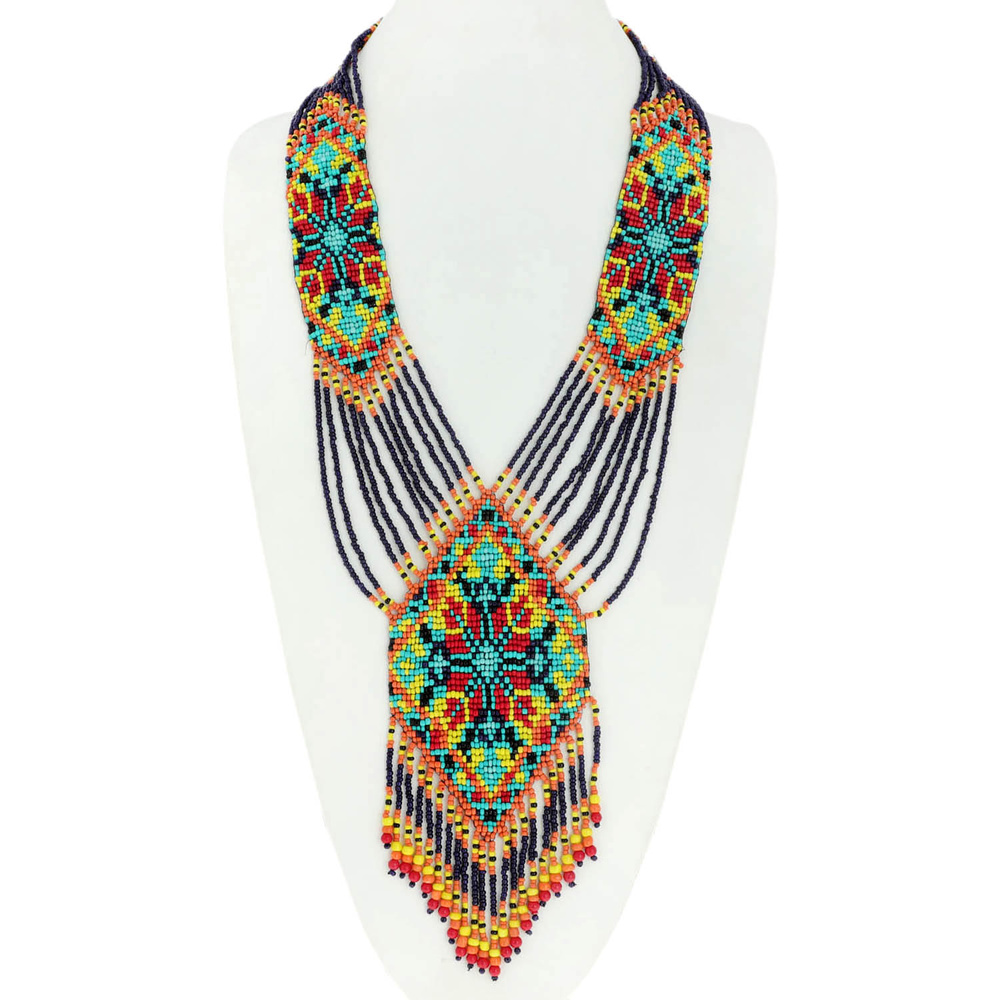 N5740 MT WESTERN NATIVE AMERICAN AZTEC PATTERN STATEMENT SEED BEAD ...