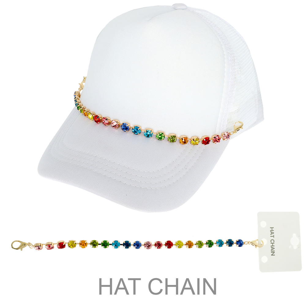 PART15297 GMT MULTICOLORED CRYSTAL GOLD-TONE HAT CHAIN - October - New ...