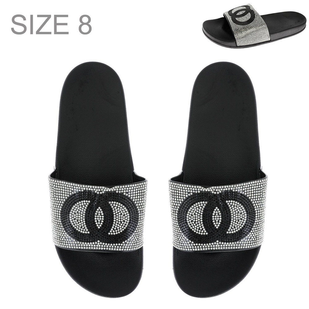 SL11680 -8 INTERLOCKING CIRCLES CRYSTAL RHINESTONE GLAM FOOTBED POOL ...
