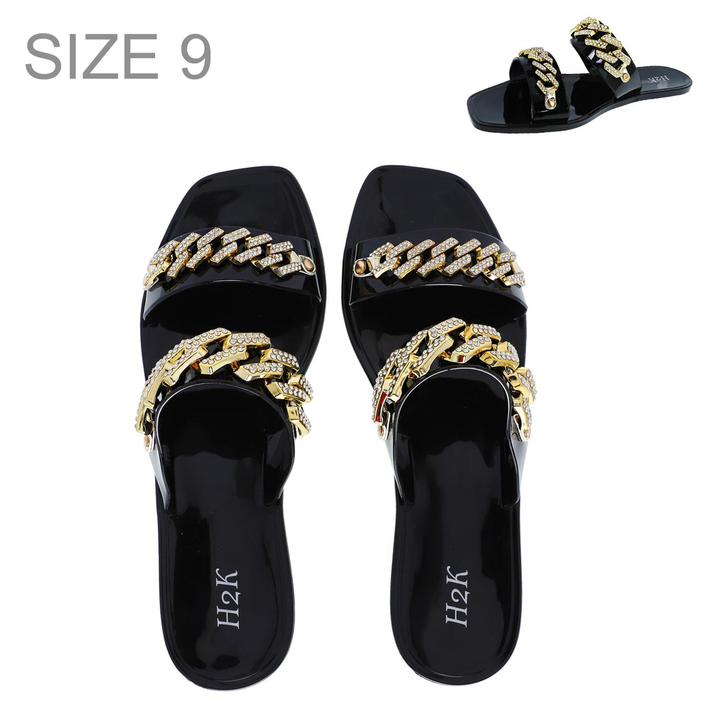 SL11905 -9 BLACK WOMEN'S CRYSTAL RHINESTONE STUDDED CUBAN CHAIN LINK ...