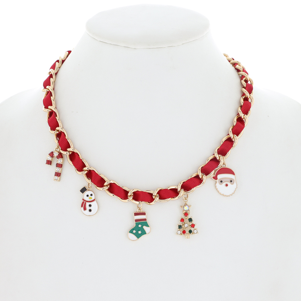 XN9133 RD GINGERBREAD MAN/ SANTA CLAUS -WOVEN CHAIN LINK CHRISTMAS ...